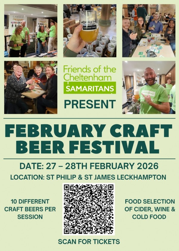 Friends of Cheltenham Samaritans February 2026 Beer Festival