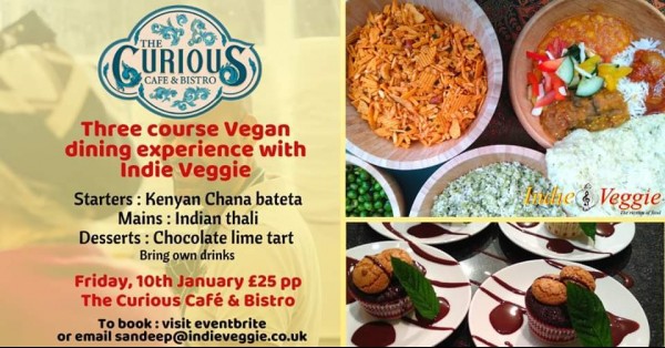Indie Veggie three course vegan meal at The Curious Cafe & Bistro